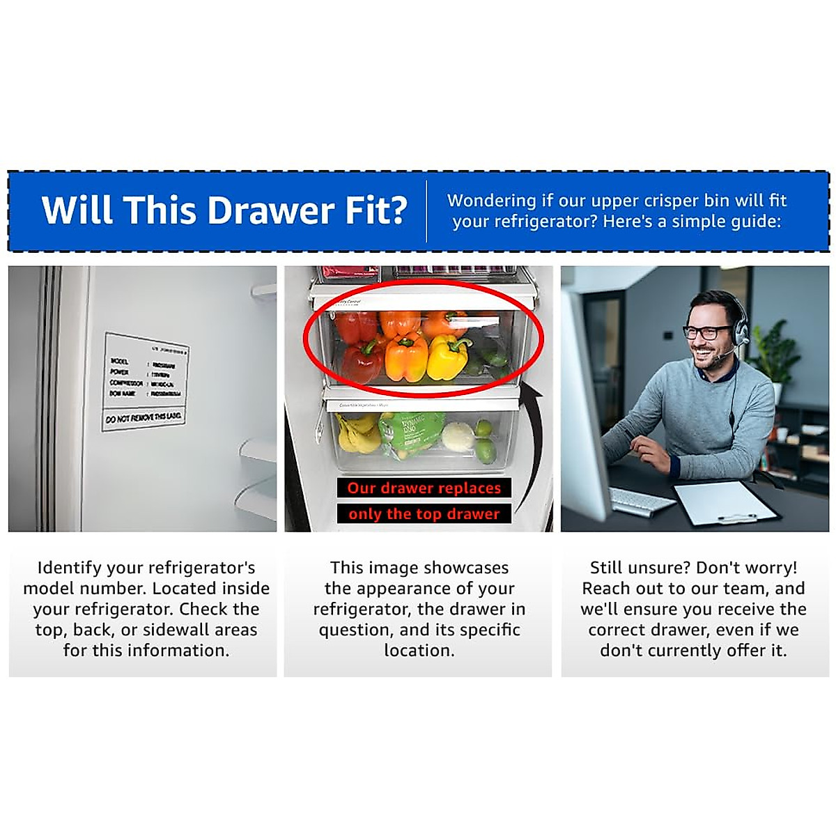 (Upper) WP2188656 Crisper Bin Drawer Replacement - 2188656