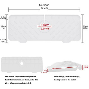 2 PCS Silicone Kitchen Sink Faucet Mat / Sink Protector Splash Guard / Silicone Kitchen Faucet Drip Catcher, White, 37cm x 17cm x 1.5cm