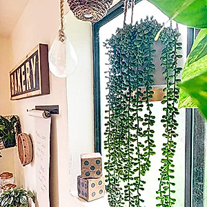 BohoSM 3pcs Fake String of Pearls Plant Artificial Hanging Plants Faux String of Pearls Artificial Succulents Plants Artificial String of Pearls Plants Fake Hanging Plant (Succulents)