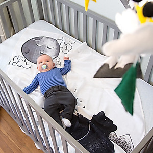 JumpOff Jo - Baby Blanket Swaddle, Hypoallergenic, 100% Cotton Baby Muslin Blanket with Original Storytelling Designs - 47" in. x 47" in. - Mama Bear Black