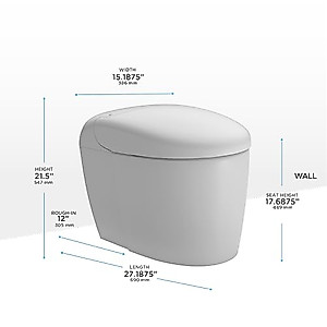 TOTO NEOREST® RS Dual Flush 1.0 or 0.8 GPF Toilet with Intergeated Bidet Seat and EWATER+, Cotton White - MS8341CUMFG#01