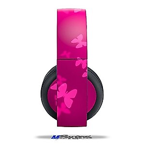 Vinyl Decal Skin Wrap compatible with Original Sony PlayStation 4 Gold Wireless Headphones Bokeh Butterflies Hot Pink (PS4 HEADPHONES NOT INCLUDED)