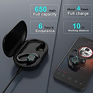 Lopnord Wireless Earbuds Bluetooth Headphones with Charging Case, IPX7 Waterproof Sports True Wireless Earbuds with Ear Hook, Earbuds Noise Cancelling with Microphone for Outdoor Running