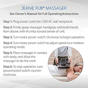 Core Products Jeanie Rub Variable Speed Massager, Deep Tissue Massage, Orbital Action for Back & Body, Premium Quality