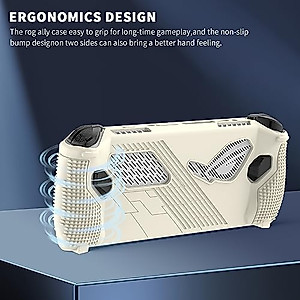 WOOPIT Silicone Case Compatible ASUS Rog Ally Gaming Handheld Console Protector,Anti-Scratch Drop-Proof Non-Slip Full Protective Rog Ally Case with 2 Pair Thumb Grips