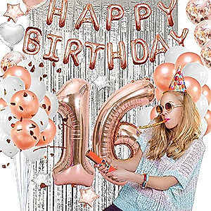 NORTHERN BROTHERS 16th Birthday Decorations for Her, Sweet 16 Birthday Balloons Rose Gold 16 Birthday Party Decorations for Women Happy 16th Birthday Gifts for Girls