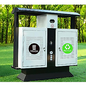 Recycle Sticker Sign Trash Decal Bin Label 8 Pack 4"x4"-Waterproof Organize&Coordinate Garbage Waste from Recycling-Great for Metal Aluminum Steel or Plastic Trash Cans-Indoor&Outdoor