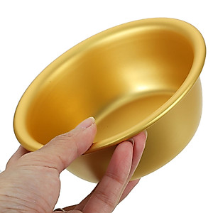 Kichvoe Korean Pot Korean Rice Wine Bowl: 4pcs Korean Rice Aluminum Bowls Korean Traditional Bowls Multi-function for Home Restaurant Food Pickle Golden 12cm Korean Stone Pot