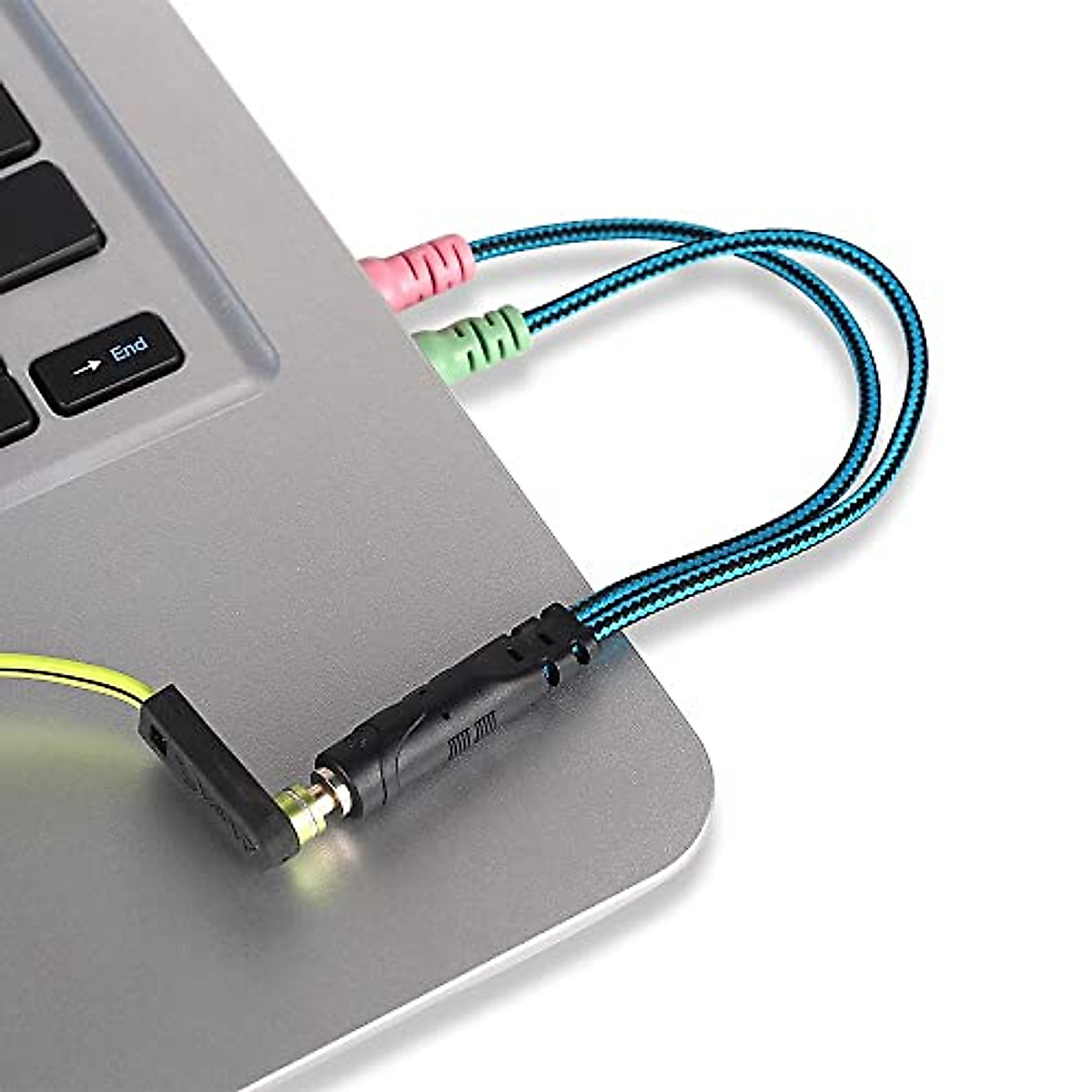 Headset Splitter Cable, 3.5mm Female to Headphone Mic and Audio, Y Splitter Adapter Cable for Laptop Computer