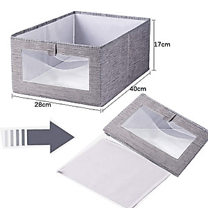 Tosoda 3 Pack of Foldable Storage Bins for Shelf Clothing Storage Organizer Box for Bedroom Closet Home Office Storage Cubes with Transparent Window