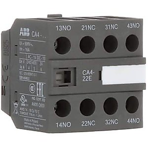 Front Mount Auxiliary Contact with Screw Terminal; 2NO/2NC; 6 A; 600V dc; 690V ac, CA4-22E