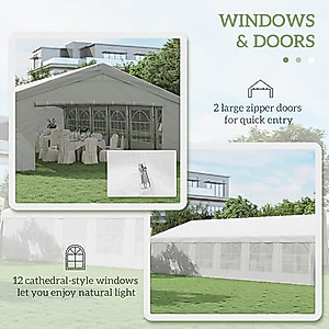 Outsunny 20' x 40' Heavy Duty Party Tent & Carport with Removable Sidewalls and Double Doors, Large Canopy Tent, Sun Shade Shelter, for Parties, Wedding, Outdoor Events, BBQ, White