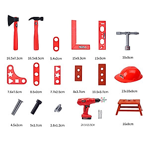 Kids Tool Set, 55 Pcs Kids Tool Set Pretend Play Kids Toys with Tool Box and Electronic Toy Drill, Toy Tools for Toddler Boys Girl Kid Child Ages 3+