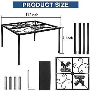 Metal Stand for Chicken Feeder Waterer, 2PCS Iron Stand Holder with Anti-Slip Strips for Buckets Barrels, Chicken Metal Stand for Feeder Waterer Port Indoor Outdoor Coop Poultry(Square)