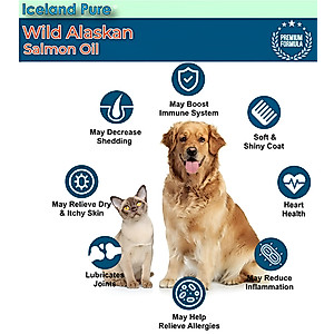 Wild Alaskan Salmon Oil for Dogs and Cats by Iceland Pure | 1,043 mg of Omega-3 per Teaspoon | Salmon Oil & Pollock Blend | BPA-Free Brushed Aluminum Epoxy Coated Bottle with Pump - 17 oz