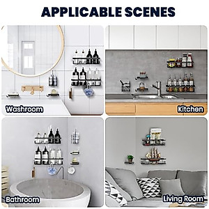 Wekin Shower Caddy Bathroom Organizer, Wall Mount Shower Organizer, No Drilling Rustproof Stainless Steel Self-Adhesive Shower Shelves for Bathroom and Kitchen Storage 5 Pack (Black 5 Pack)