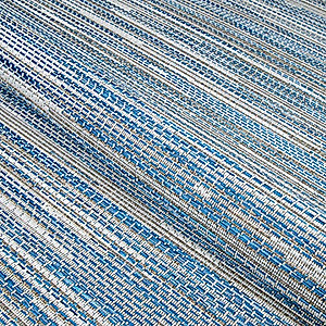 Couristan Monte Carlo Coastal Breeze Ocean Blue- Champagne Indoor/Outdoor Area Rug, 5'10" x 9'2"