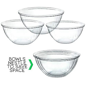 PLASTICPRO Disposable Round Crystal Clear Serving Bowls For Party Snack or Salad, Plastic Clear Chip Bowls, Candy Dish (2, 48 OUNCE)