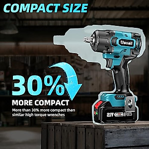 Uaoaii 1000N.m(738ft-lbs) Cordless Impact Wrench High Torque, Battery 1/2 Impact Gun w/ 2X 4.0Ah Batteries, Fast Charger, 5 Sockets & Storage Box, Electric Impact Wrench for Truck RV Mower, IW800