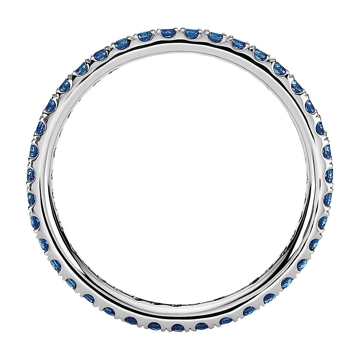 etneyjewels 0.5 Carat Blue Sapphire Round Cut Stackable Eternity Rings For Women In 10K White Gold Anniversary And Wedding Pave Setting (Blue Gemstone 0.5 ctw, Color: Blue, Clarity: VS, 8.5)