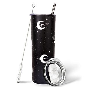 Witch Tumbler with Lid and Straw-Gothic Decor-Stainless Steel Insulated-Witchy Gifts-Skinny Halloween Tumbler for Women Daughter Girlfriend Teenage Girls-Travel Iced Coffee Cup Mug-20 oz Tumbler