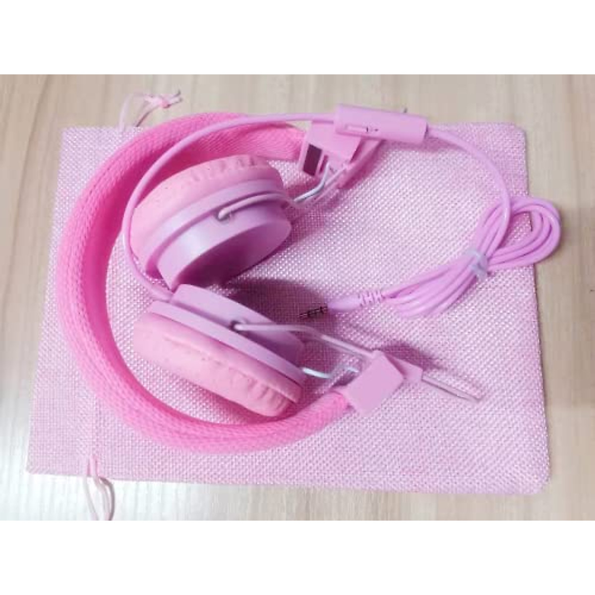 Headphones for Kids - Headset Boys Girls Ear Microphone Head Wired mic audiofonos Cord Jack 3.5 Plug for iPhone iPad Chromebook School Class Laptop Tablet Computer Kindle Pink Foldable Travel Volume