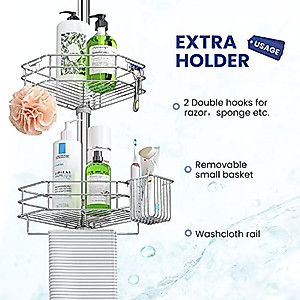 SEIRIONE Shower Caddy corner, Rustproof Shower Organizer, 4 Tier Shower Shelves, No Drilling Shower Rack, Adjustable Shower Storage and Large Shower Shelf for Inside Shower, 56 to 114 Inch