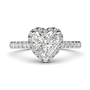 Sterling Silver Heart-shaped Moissanite Halo Engagement Ring with Side Stones Promise Bridal Ring (6)