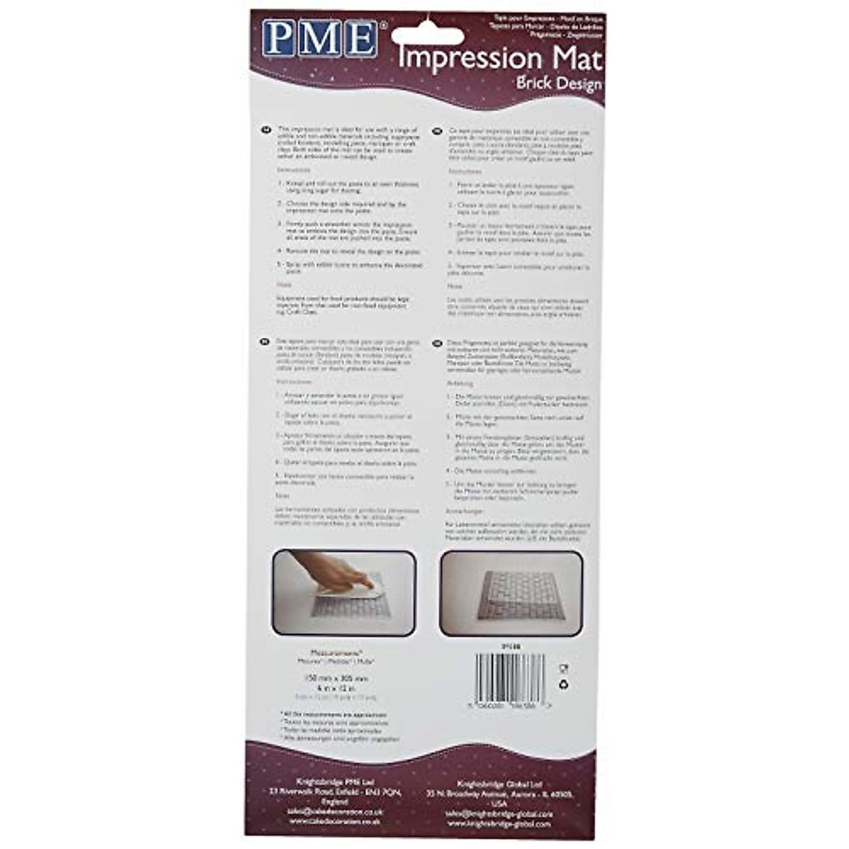 PME Brick Design Impression Mat for Cake Decorating