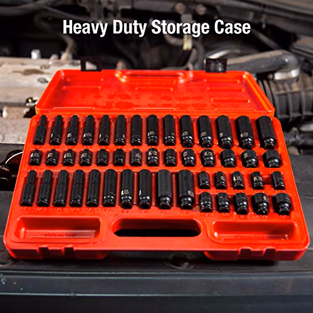 Sunex 1848, 1/4 Inch Drive Master Impact Socket Set, 48-Piece, SAE/Metric, 3/16 Inch - 9/16 Inch, 4mm - 15mm, Standard/Deep, Cr-Mo Alloy Steel, Radius Corner Design, Heavy Duty Storage Case