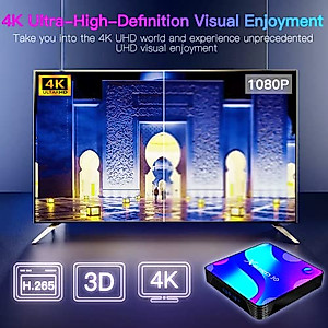 EASYTONE 2023 Android TV Box 11.0, Smart TV Box 2GB RAM 16GB ROM RK3318 Quad Core Supports 2.4G+5G WiFi Ethernet 100M BT4.0 3D 4K HD Output Smart TV Box Android with Mini Wireless Backlit Keyboard