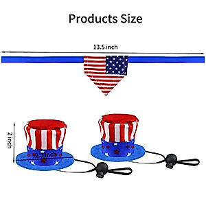 Vehomy 4Pcs Independence Day Bearded Dragon Costume 4th of July Bearded Dragon Hats Lizard Bandanas Lizard Uncle Sam Hat American Flag Hat Lizard Flag Bandana Scarf for Hamster Leopard Gecko
