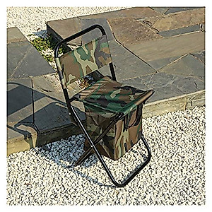 TRENTSNOOK Exquisite Camping Stool Portable Folding Camping Chair with Cooling Bag Compact Fishing Stool Camouflage Fishing Chair