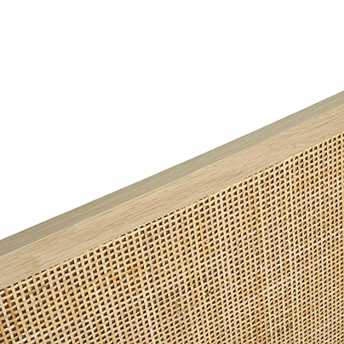 ZeHuoGe Natural Rattan Queen Headboard Decorative Panel with 2 Faux PU Leather Trim Strips, Wall-Mounted Headboard (Queen)