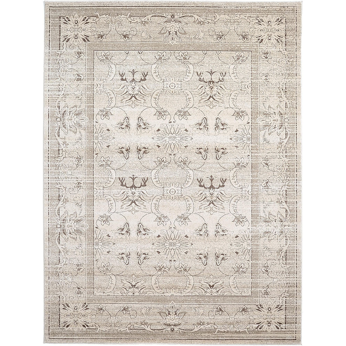 Rugs.com Miranda Collection Rug – 9' x 12' Ivory Medium Rug Perfect for Living Rooms, Large Dining Rooms, Open Floorplans