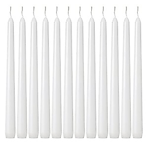 Kedtui Taper Candles 10 inch (H) Dripless, Set of 24 White Unscented and Smokeless Taper Candles Long Burning, Paraffin Wax with Cotton Wicks for Burning 8 Hours Time