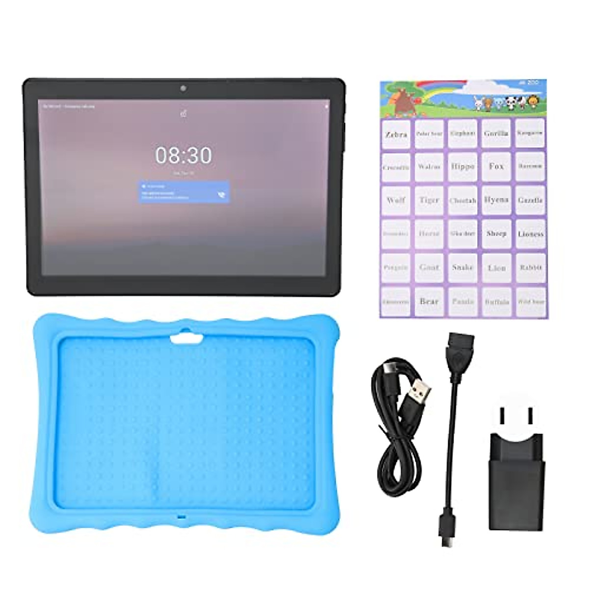 Airshi Tablet PC, 2GB RAM 32GB ROM Kids Tablet IPS Screen Parental Control 10.1 Inch Quad Core CPU with Silicone Case for Study (US Plug)