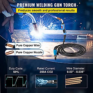 VEVOR Mig Welding Gun 250Amp 15Ft, fit for Torch Welder Gun Miller Welding Gun M-25 Welding Torch Stinger Replacement fit for Miller M-25 Part Number 169598 fit 0.030"-0.035" Wire
