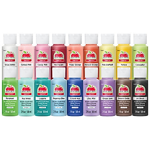 Apple Barrel Acrylic Paint Set, PROMOTCK 18 (2 fl oz/59 ml) Assorted Matte Finish Colors For Painting, Drawing & Art Supplies, DIY Arts And Crafts Acrylic Paint For Kids And Adults