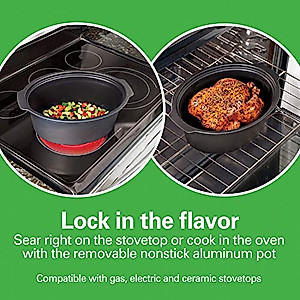 Hamilton Beach 33663 Programmable Slow Cooker Stovetop-Safe Sear & Cook Crock, Travel Lid Lock for Portable Transport, 6 Quart, Silver