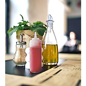 Katfort Squeeze Bottles for Sauces 2 Pack, 12 Ounce Plastic Dressing Squirt Bottles Ketchup Bottles with Cap Lids and Funnel, Condiment Bottles for Liquids BBQ Dressing Pancake Art Dispenser