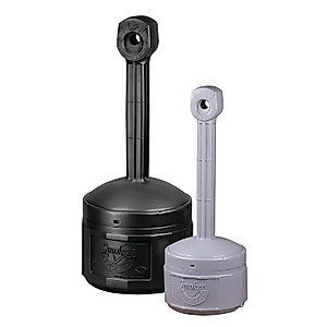 Justrite, Personal Smoker’s Cease-Fire Outdoor Ashtray, Polyethylene Standing Ashtray with Steel Bucket, 1 Gallon, Black, 26806D