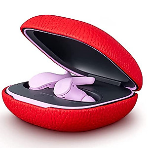 Miimall Compatible for Beats Fit Pro Leather Case Cover, [Vintage Style] [Anti-Lost Strap] Durable Genuine Leather Protective Case for Beats Fit Pro (Red)