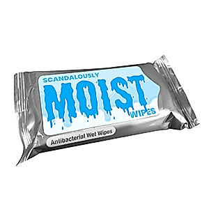 Scandalously Moist Wipes Pocket Size Wet Towelettes - Funny Travel Wipes for Women Stocking Stuffer Ideas Disposable 15 Count