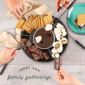 Kusini Electric Fondue Pot Set - Chocolate Fondue Kit - Temperature Control, Detachable Serving Trays, & 4 Roasting Forks - Gift Set & Date Night Idea. Serve at Movie Night or Game Night.