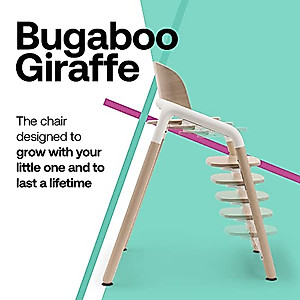 Bugaboo Giraffe Wooden Baby High Chair, Adjustable in 1 Second, Easy to Clean, Safe and Ergonomic Highchair, Suitable from Birth in Combination with Newborn Set (Sold Separately), Neutral Wood/White