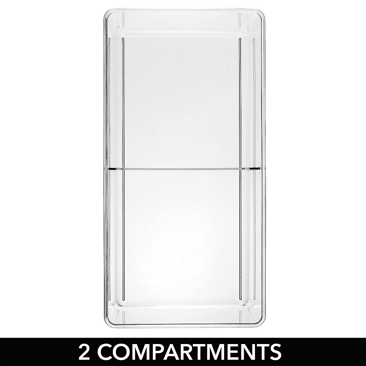 mDesign Plastic Craft & Sewing Storage Organizer Bin Box - 2 Divided Sections - Holder for Holds Paint, Colored Pencils, Glitter, Stickers, Glue, Yarn - 4 Pack + 24 Adhesive Labels - Clear