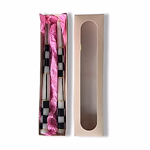 0 Handmade Decorative Hand Painted Taper Candles, 2 Pack | Checkered Black & White | for Dinner Table and Interior Decoration