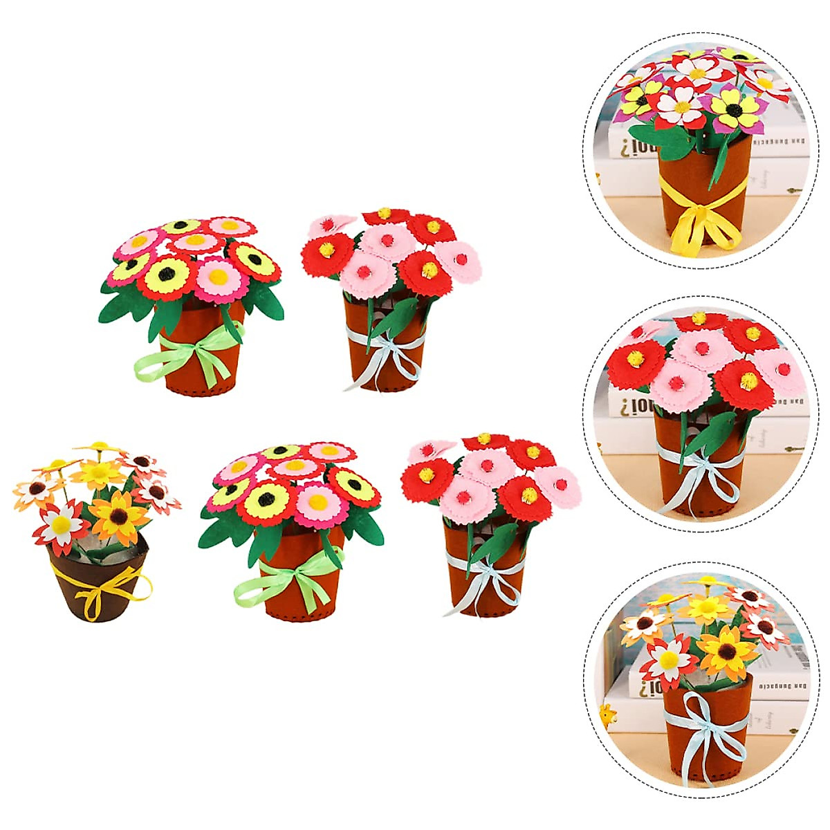 Veemoon DIY Flower Craft Kit 10 Sets Handmade Potting Material Flowers Puzzle Child Non-woven Fabric Handicraft Materials