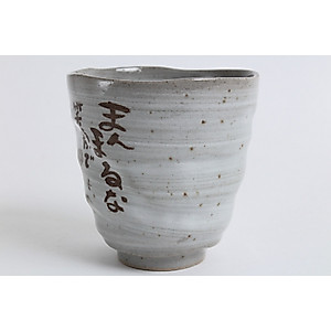 HlpiAMok Aeiniwer Mino ware Japanese Pottery Yunomi Chawan Tea Cup Jizo Stone Statues Gray Sanaegama made in Japan (Japan Import) KSY006